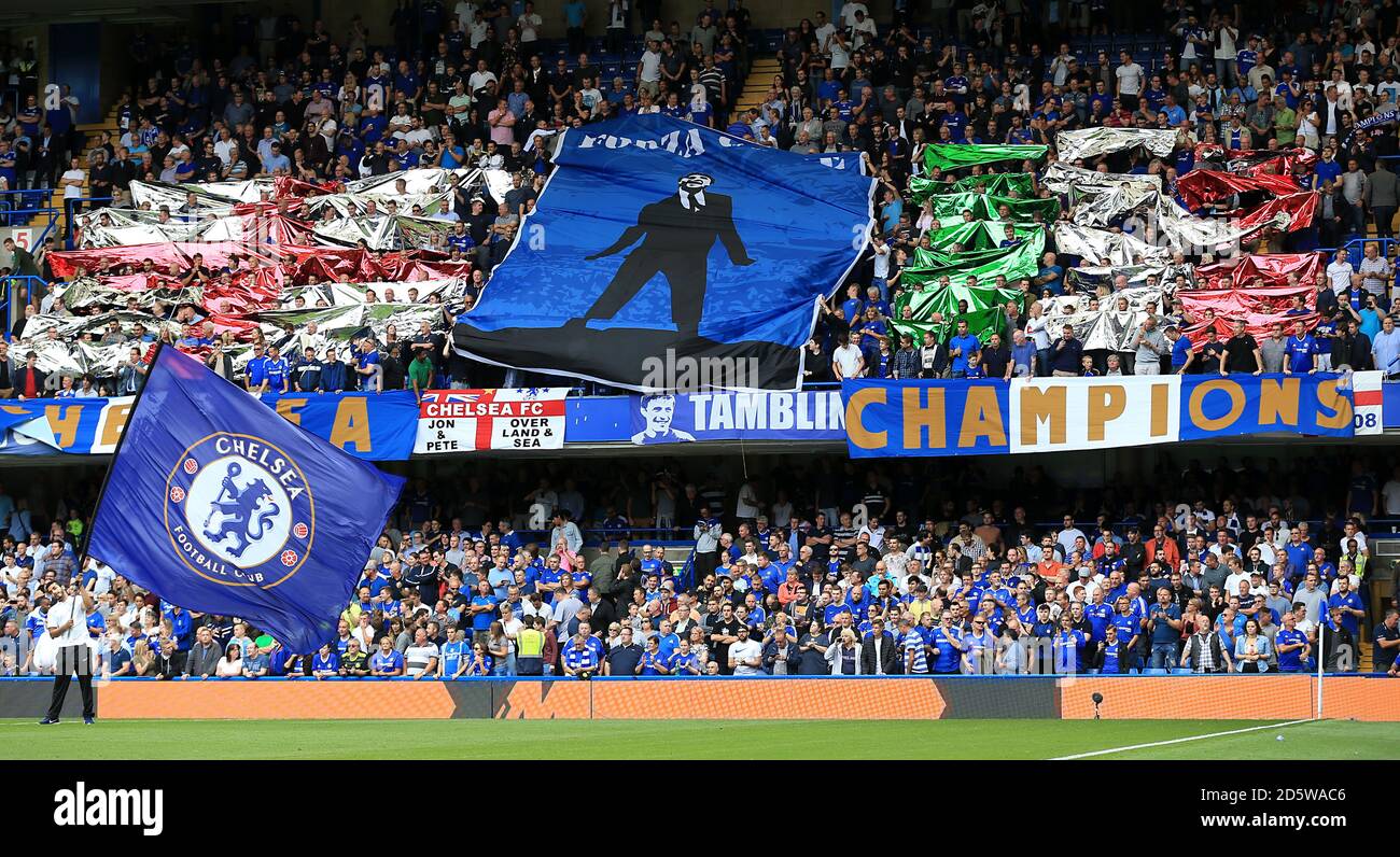 Chelsea fans in the stands Stock Photo - Alamy