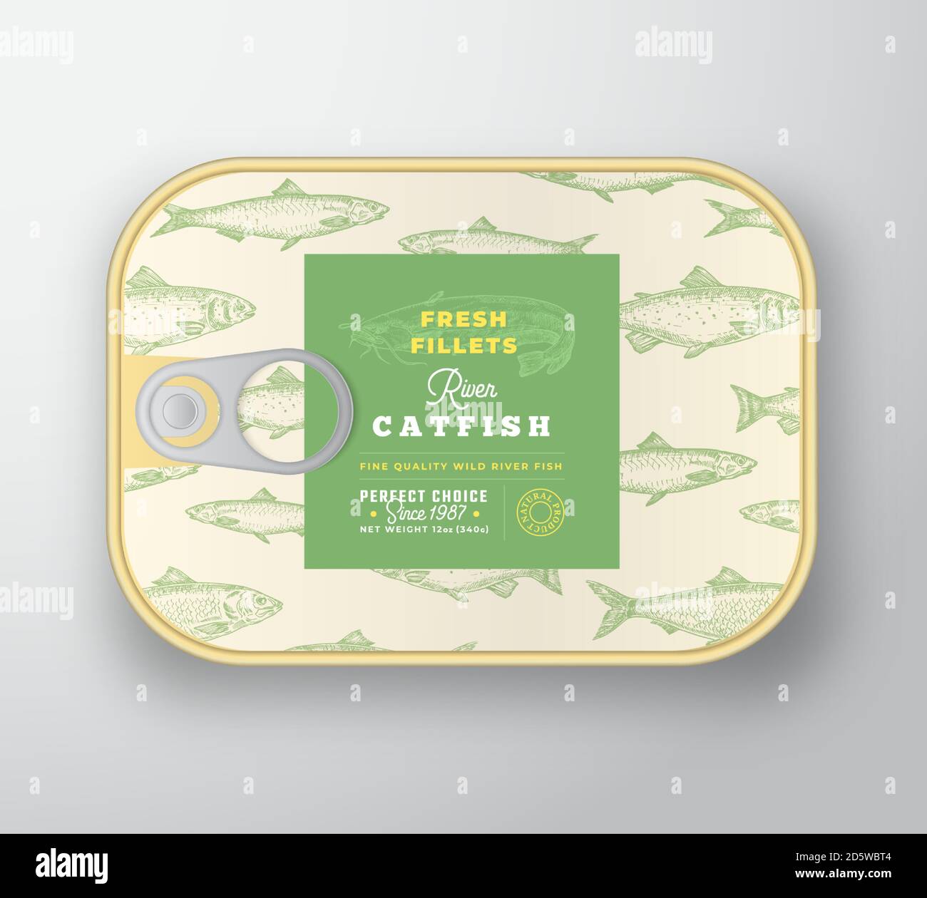 Canned Fish Label Template. Abstract Vector Aluminium Container with ...