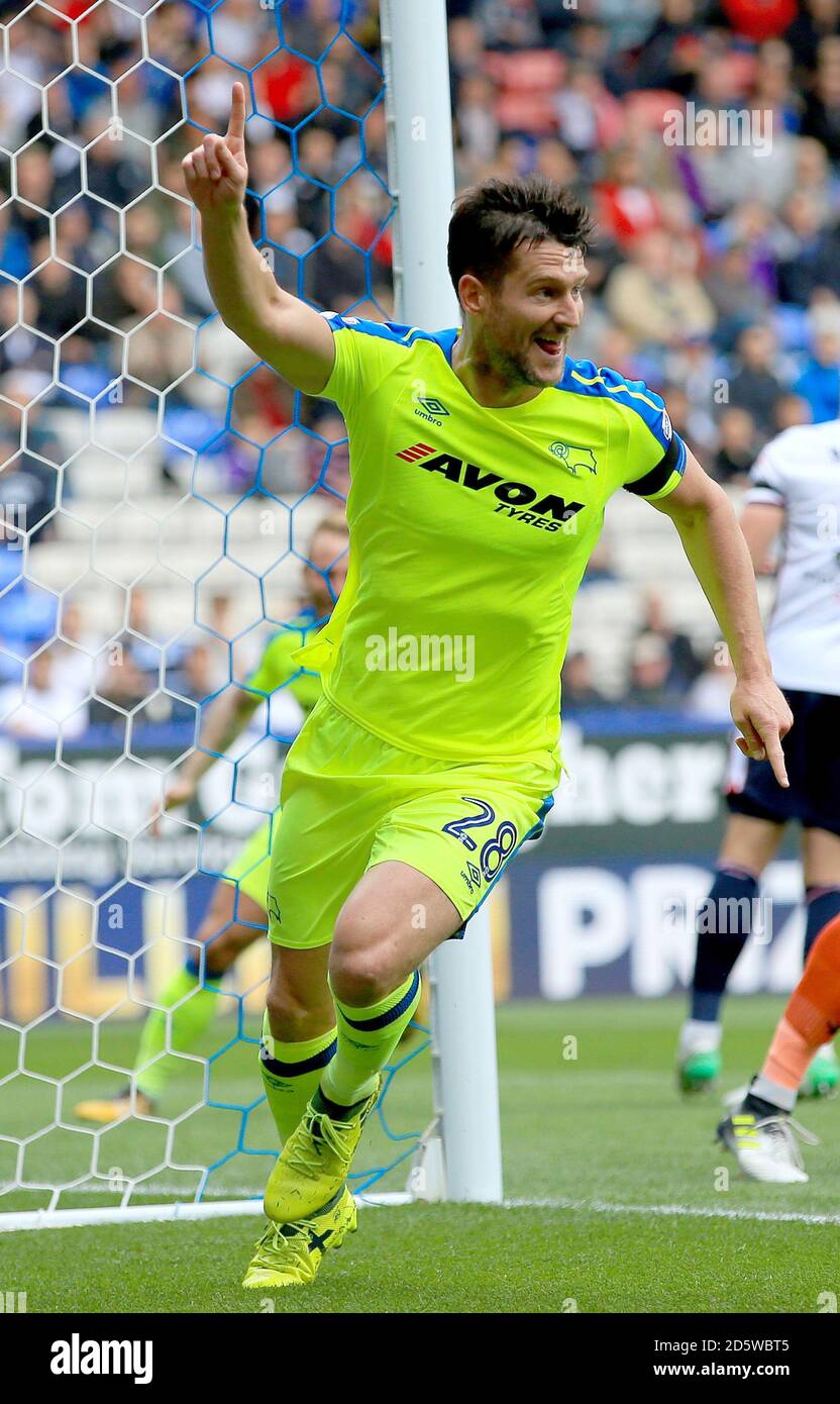 Derby County's David Nugent celebrates after he scores his sides first ...