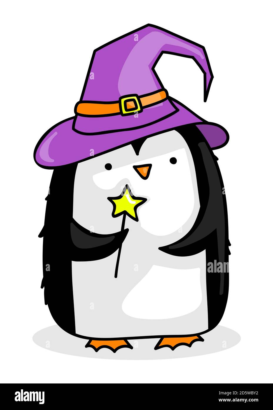 Cute cartoon penguin with hat and magic wand Stock Photo - Alamy