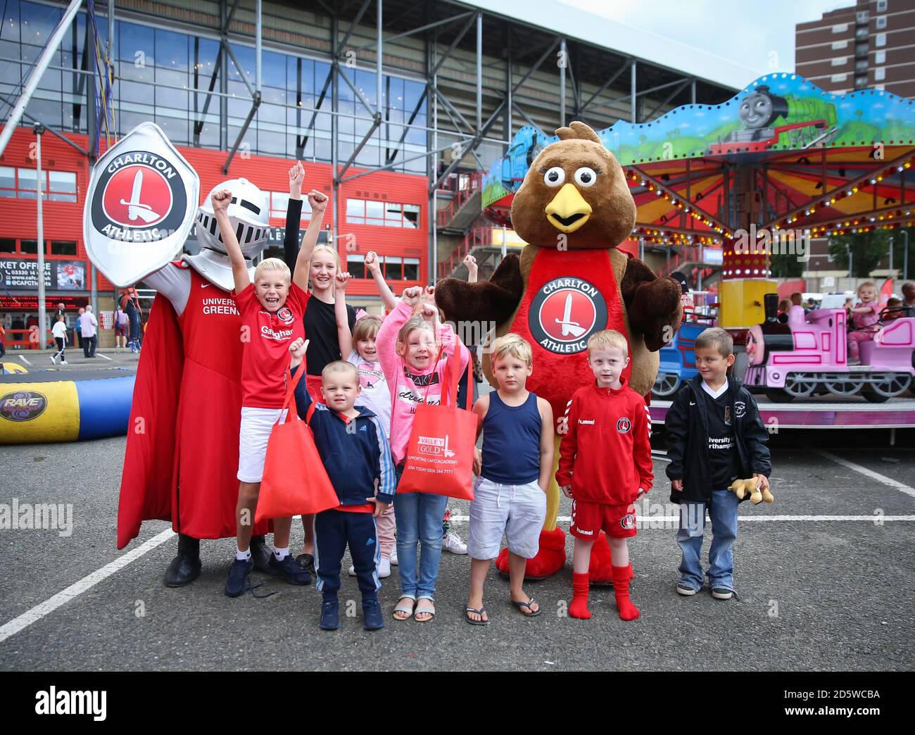 Mascots Sir Valiant and Robyn with young fans at Charlton Athletic's ...
