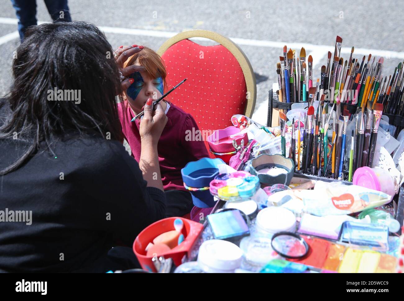 A young fan has their face painted during Charlton Athletic's family ...