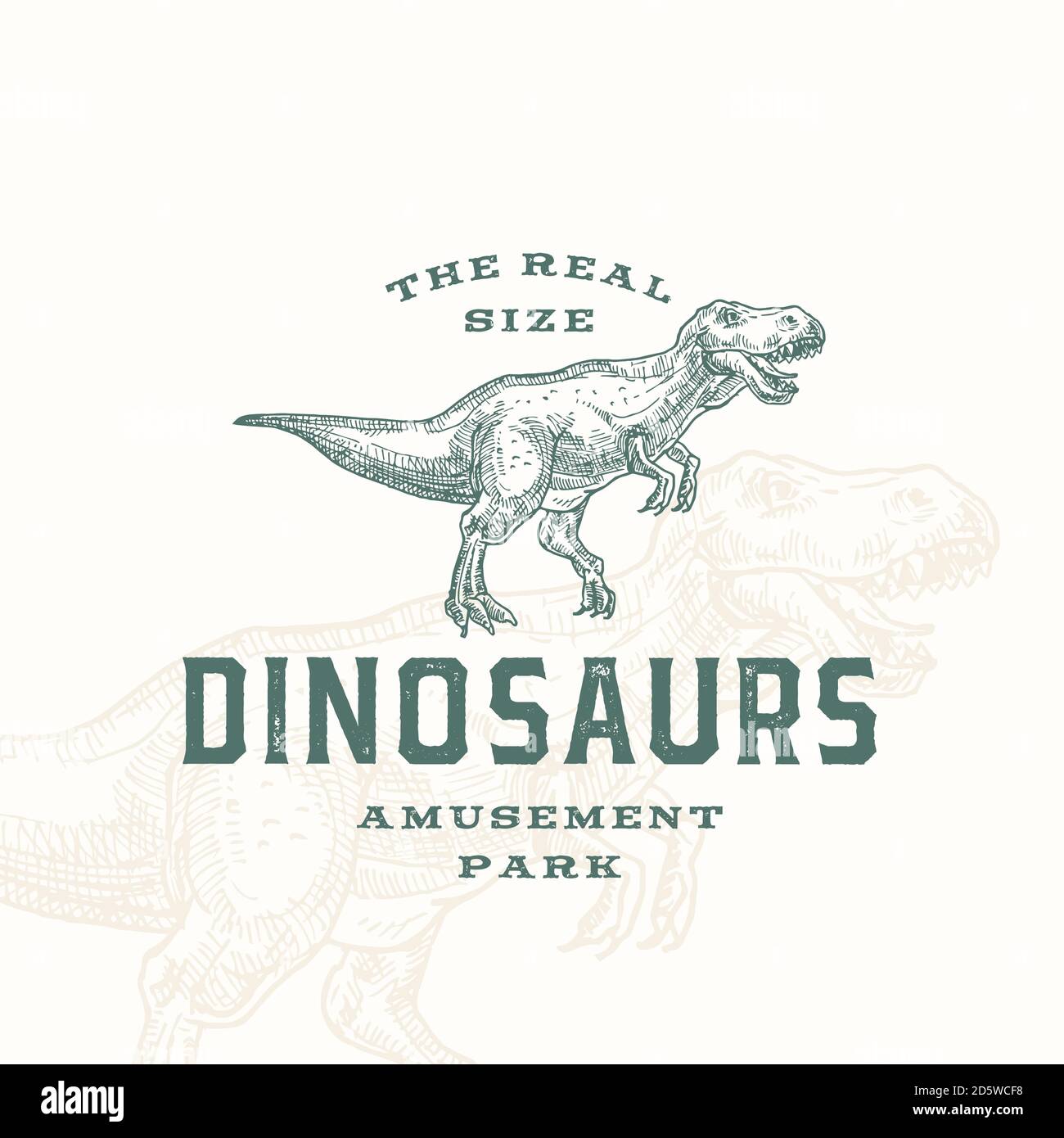 Real Size Dinosaurs Amusement Park Abstract Sign, Symbol or Logo ...