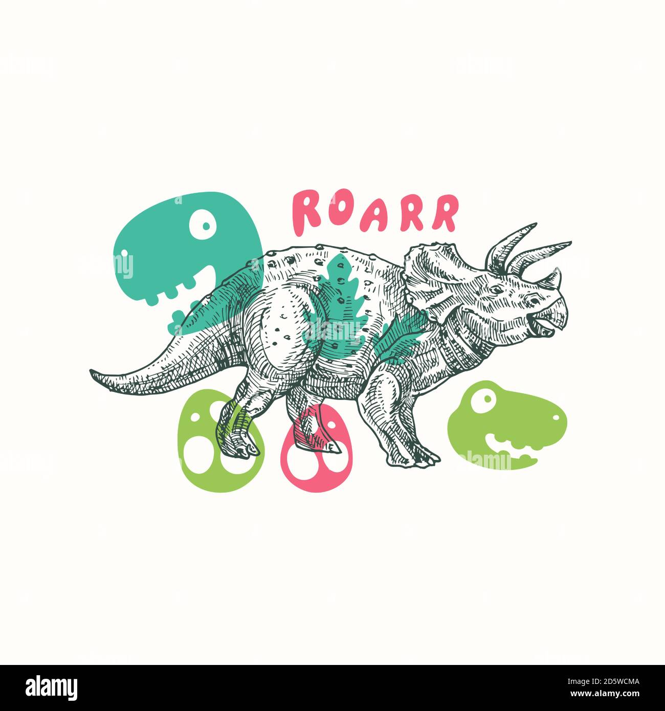 Prehistoric Dinosaur Abstract Sign, Symbol or Card Template. Hand Drawn ...