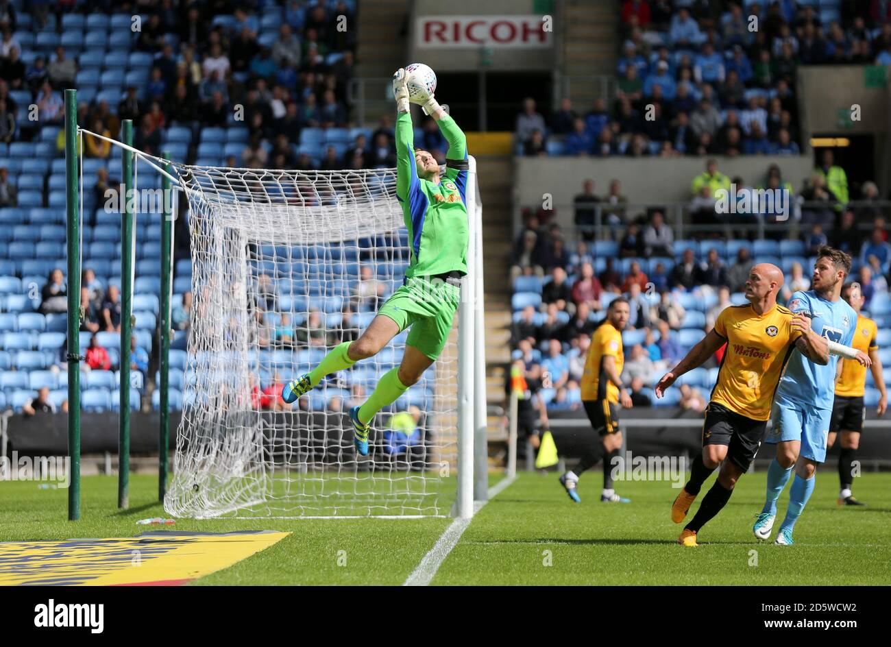 Newport County's Joe Day makes a save Stock Photo - Alamy