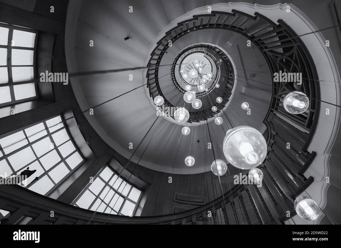 A general view of the Cecil Brewer spiral staircase, at Heals ...