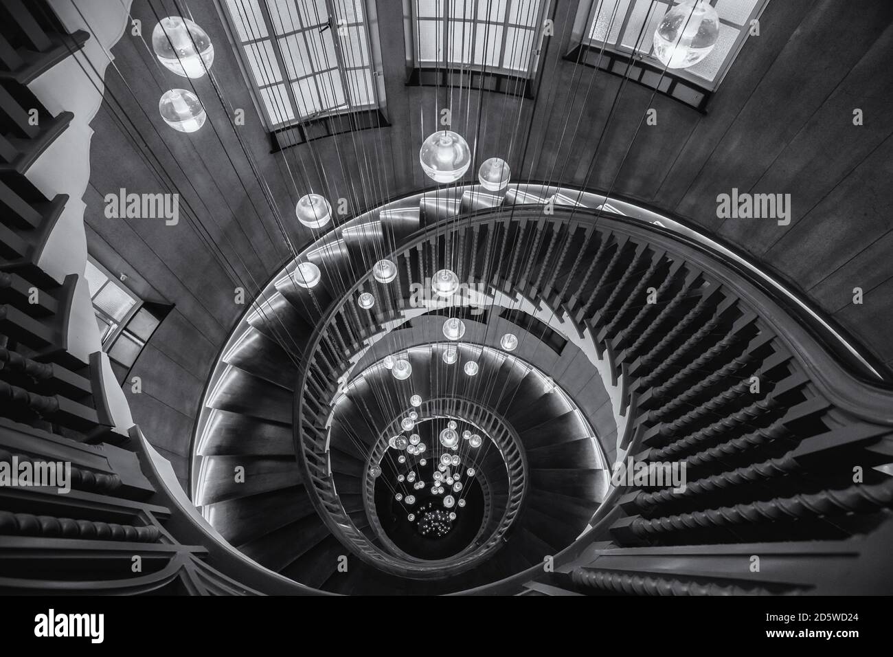A general view of the Cecil Brewer spiral staircase, at Heals ...