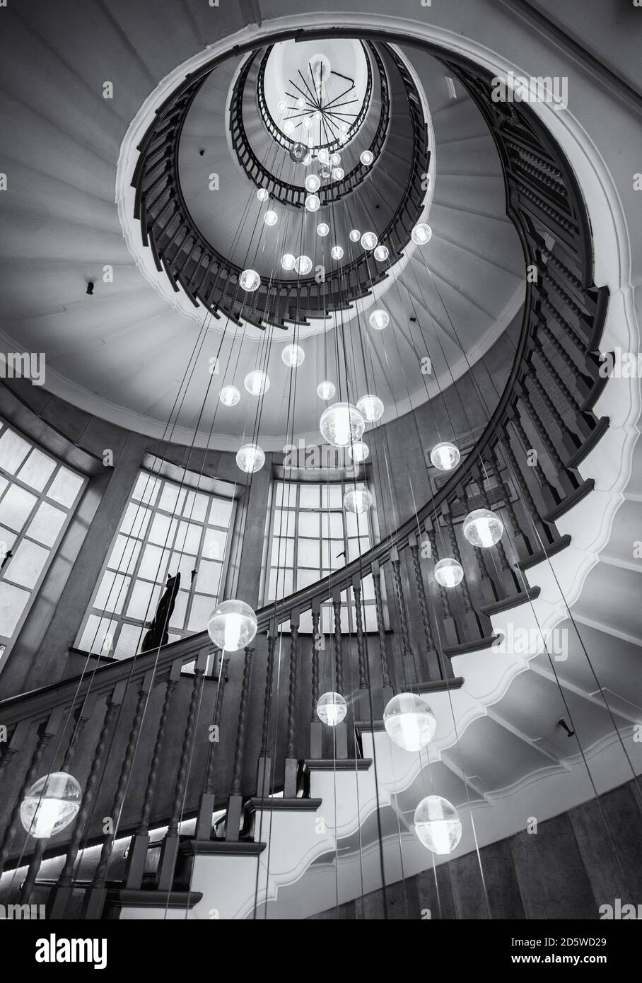 A general view of the Cecil Brewer spiral staircase, at Heals ...