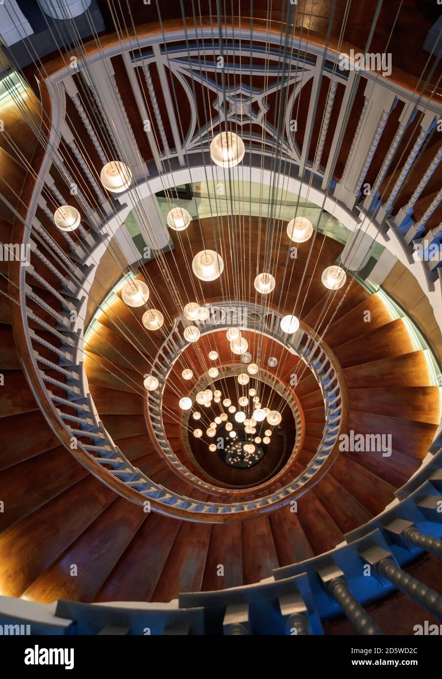 A general view of the Cecil Brewer spiral staircase, at Heals ...