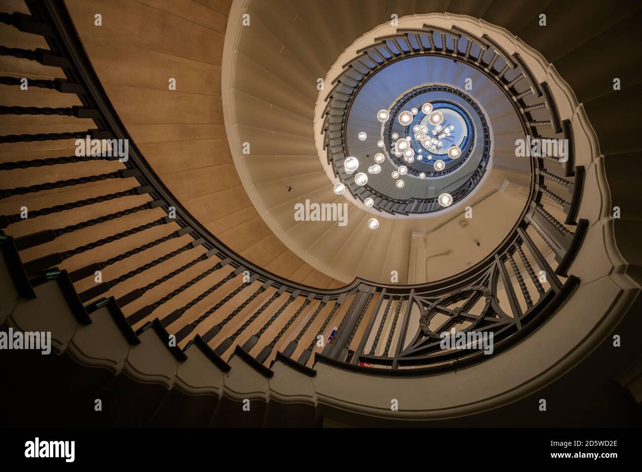 A general view of the Cecil Brewer spiral staircase, at Heals ...