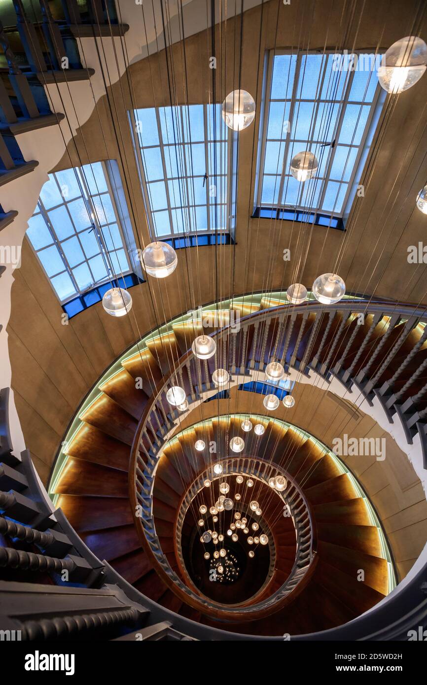 A general view of the Cecil Brewer spiral staircase, at Heals ...