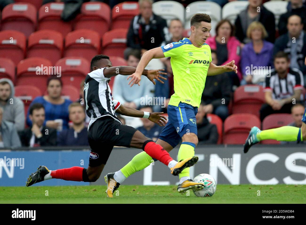 Derby County's Tom Lawrence and Grimsby Town's Harry Cardwell Stock ...