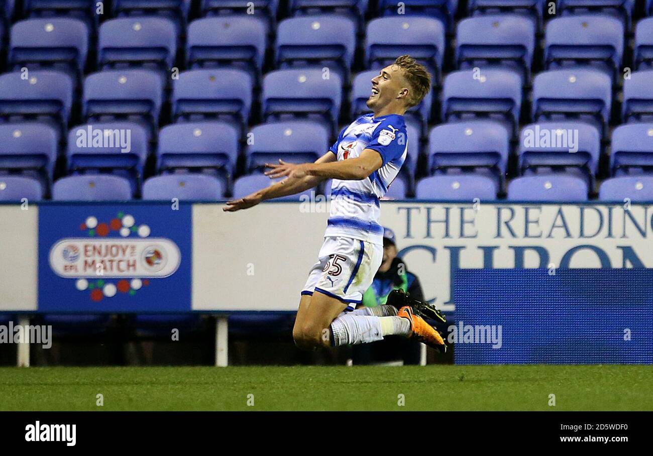 Reading Sam Smith celebrates scoring his side's third goal of the game ...