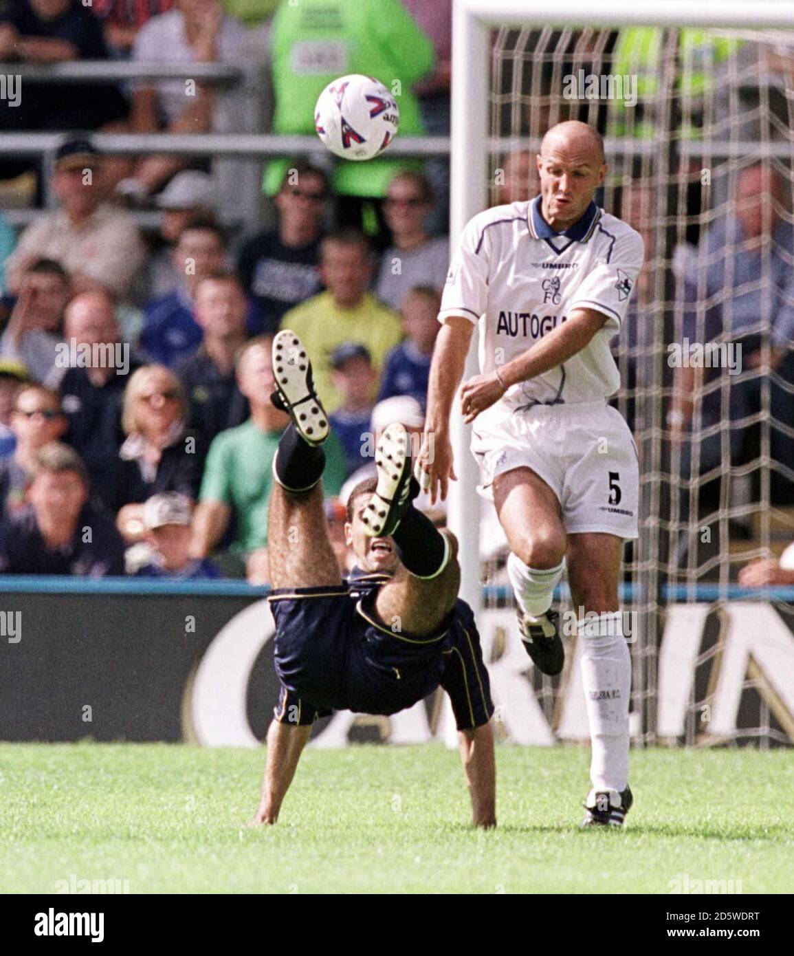 Wimbledon's Walid Badir tries an overhead kick as Chelsea's Frank ...