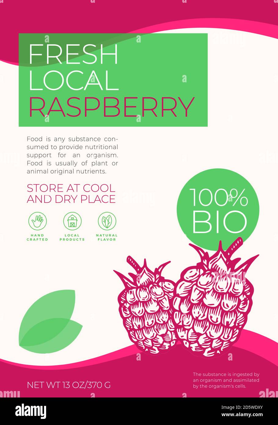 Fresh Local Fruits and Berries Label Template. Abstract Vector ...