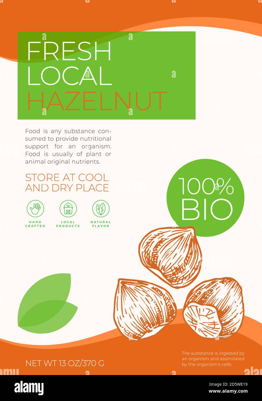 Fresh Local Nuts Label Template. Abstract Vector Packaging Design ...