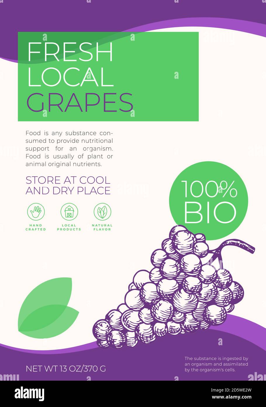 Fresh Local Fruits and Berries Label Template. Abstract Vector ...