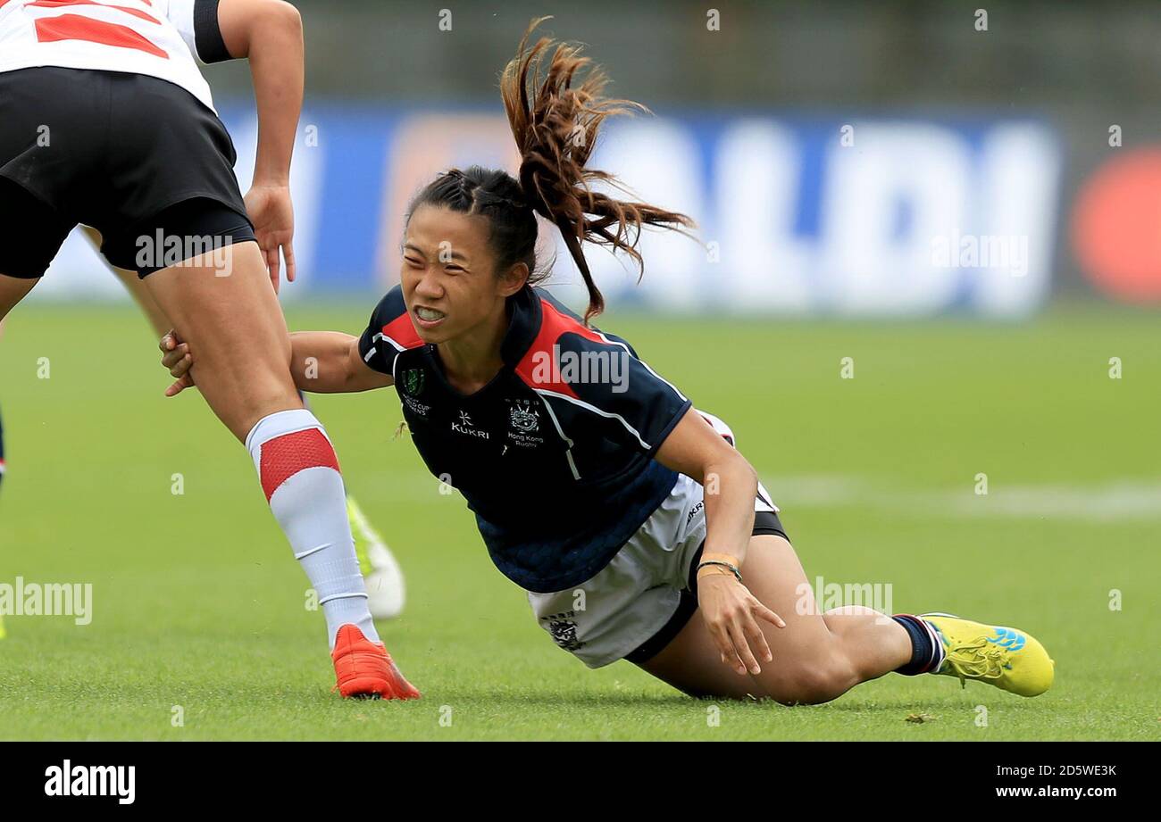 Hong Kong's Chong Ka Yan makes a tackle Stock Photo - Alamy