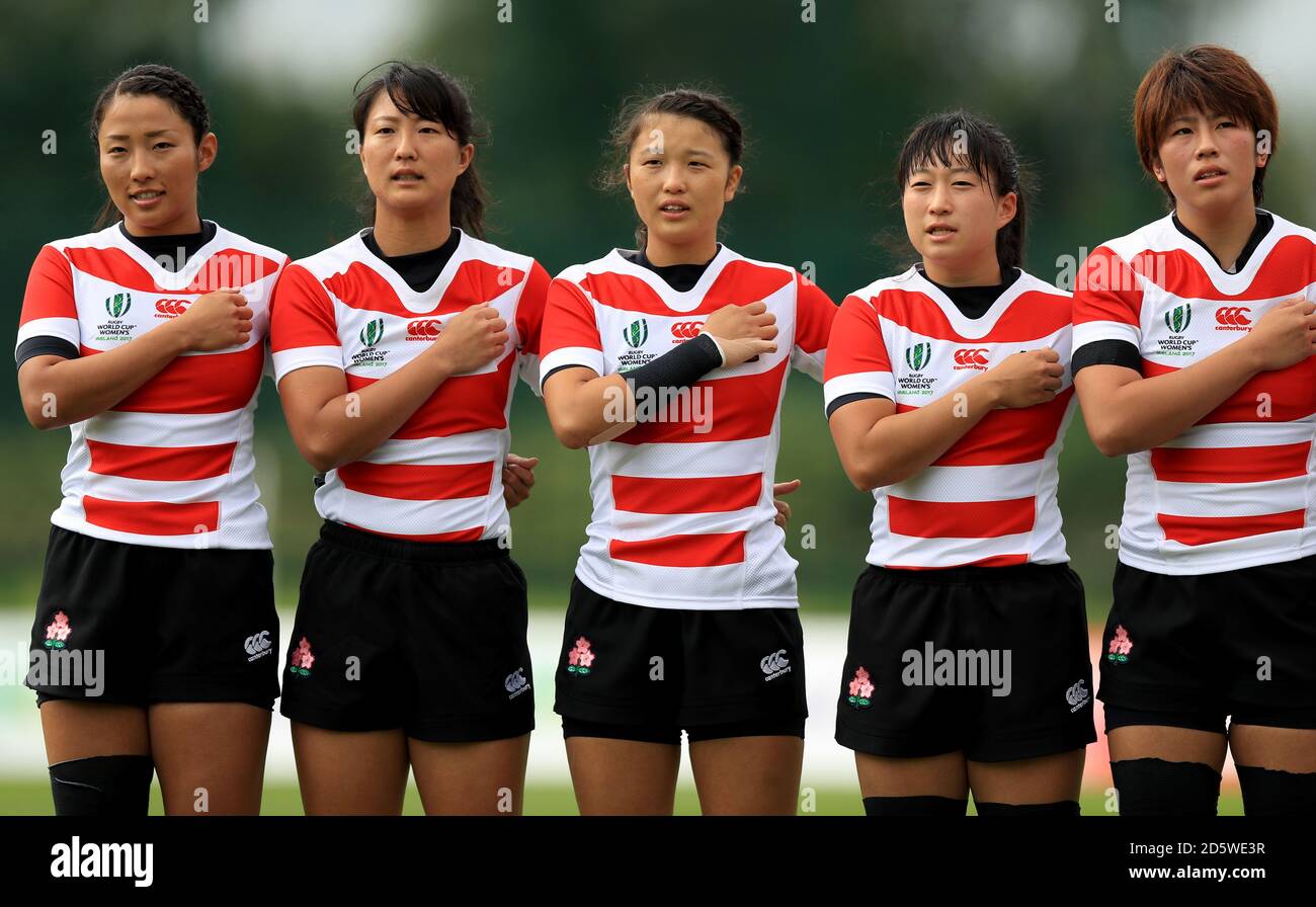 Japan player's sing the National Anthem Stock Photo - Alamy
