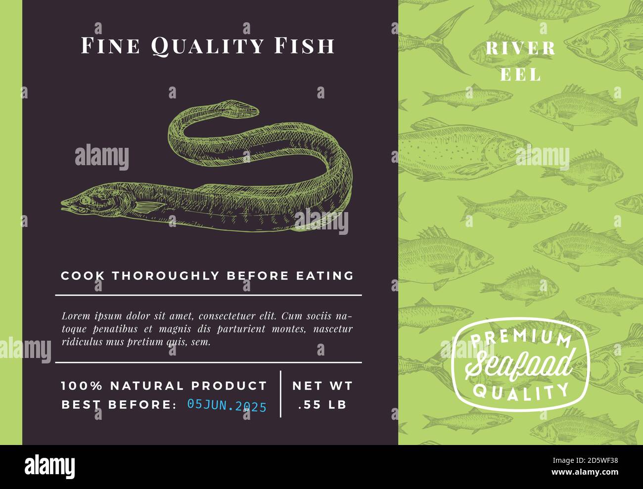 Premium Quality Eel Abstract Vector Packaging Design or Label. Modern ...