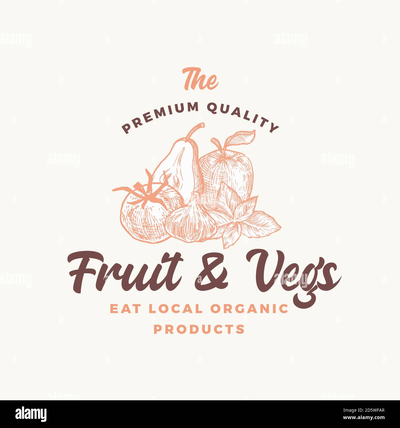 Premium Quality Local Fruits and Vegetables Abstract Vector Sign ...