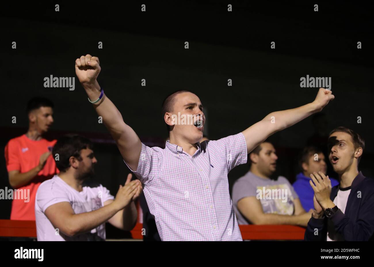 Charlton Athletic fans in the stands show their support Stock Photo - Alamy