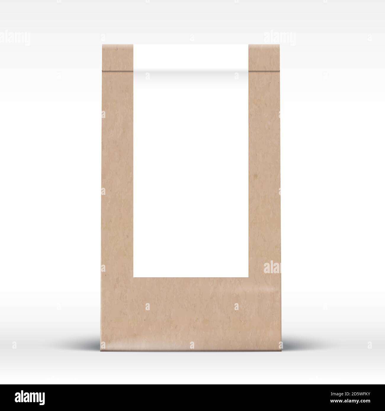 Craft Paper Bag with Clear White Label Template. Realistic Carton ...