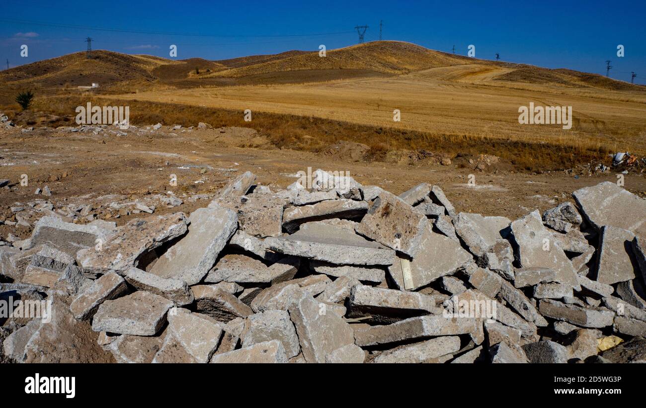 environmental solid waste, polluting the environment, concrete waste ...