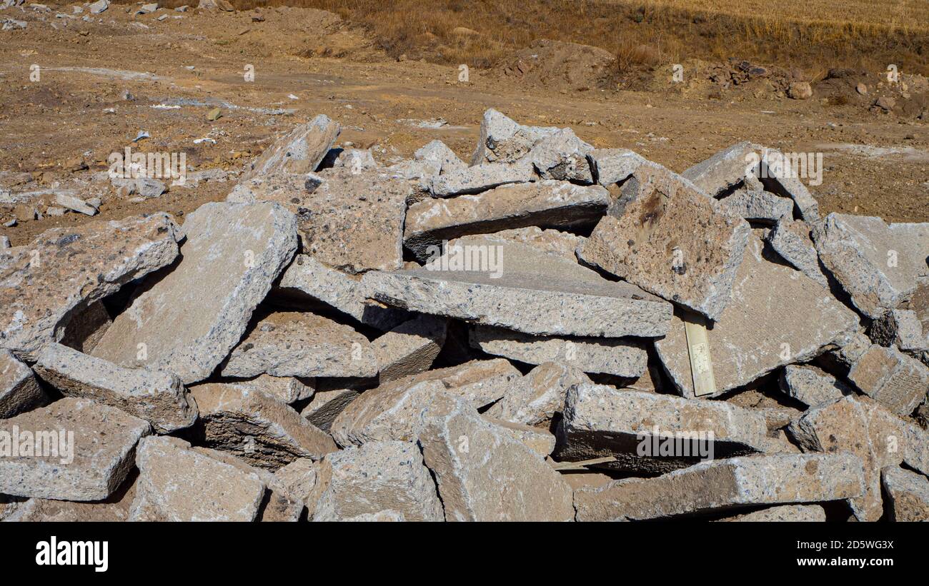 environmental solid waste, polluting the environment, concrete waste ...