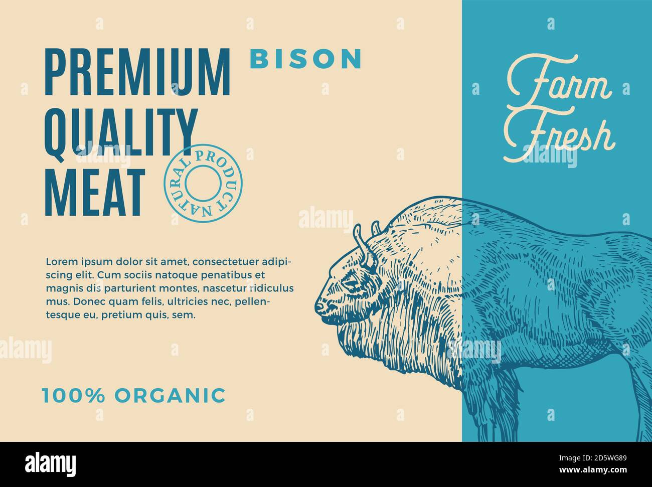 Premium Quality Buffalo. Abstract Vector Meat Packaging Design or Label ...