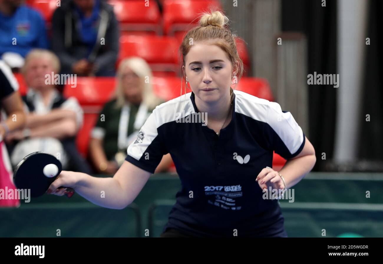 South East's Kate Cheer in action during the girls team table tennis ...