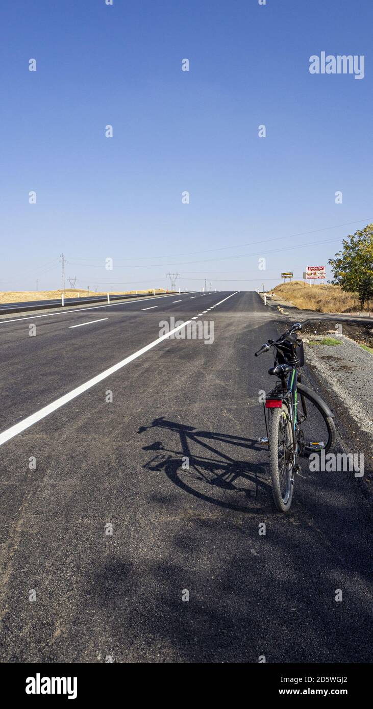 cycling on the newly built asphalt road, cycling on the highway Stock ...