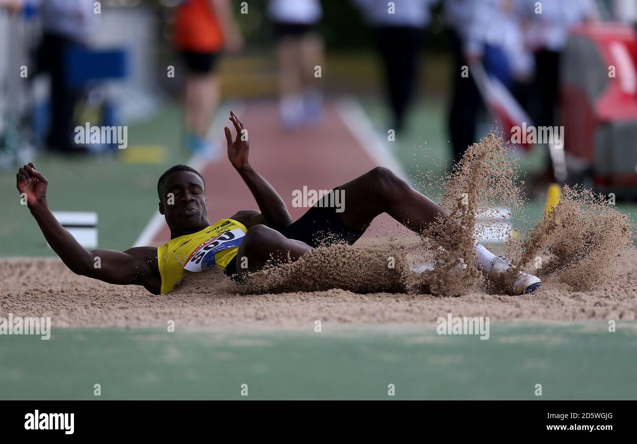 England South's Dominic Ogbechie competes in the Boys Long Jump in the ...