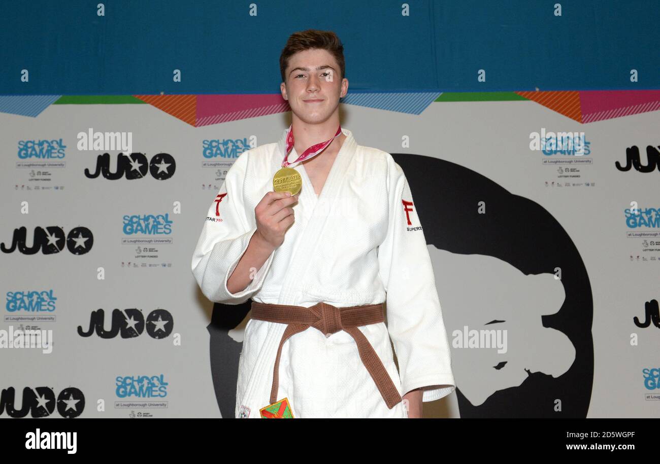 Mens gold medal winner England's Max Greggory on the podium during the ...