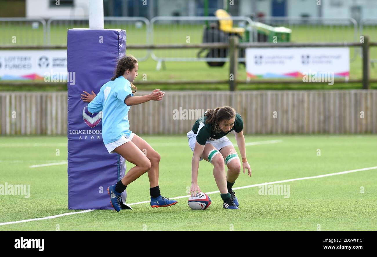 Ireland Combined Provinces' Eve Higgins scores during the Rugby 7's ...