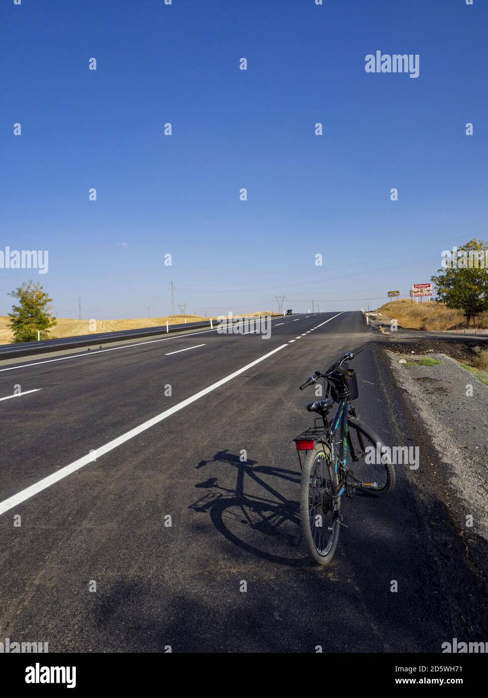 cycling on the newly built asphalt road, cycling on the highway Stock ...