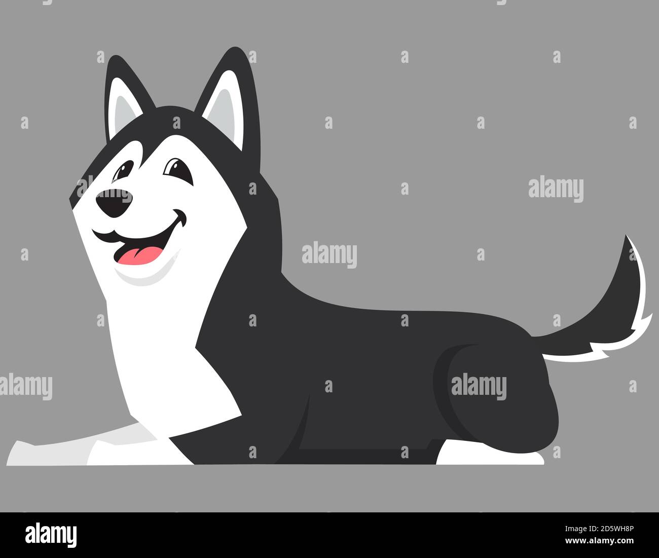 Lying Siberian Husky side view. Cute pet in cartoon style Stock Vector ...