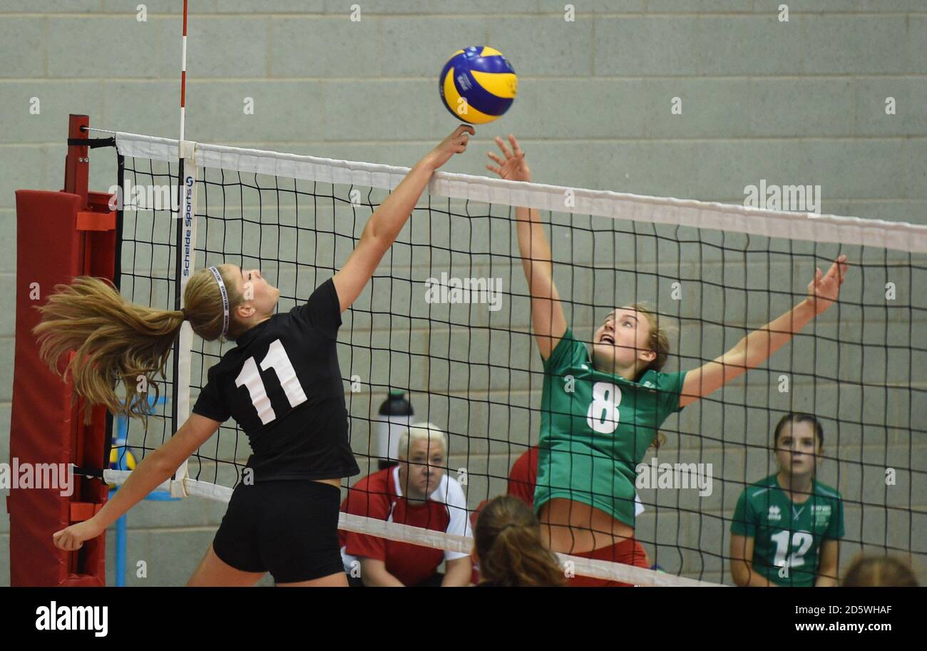 England Cadet Women's Molly Saunders (left) and Wales Girls' Laura ...