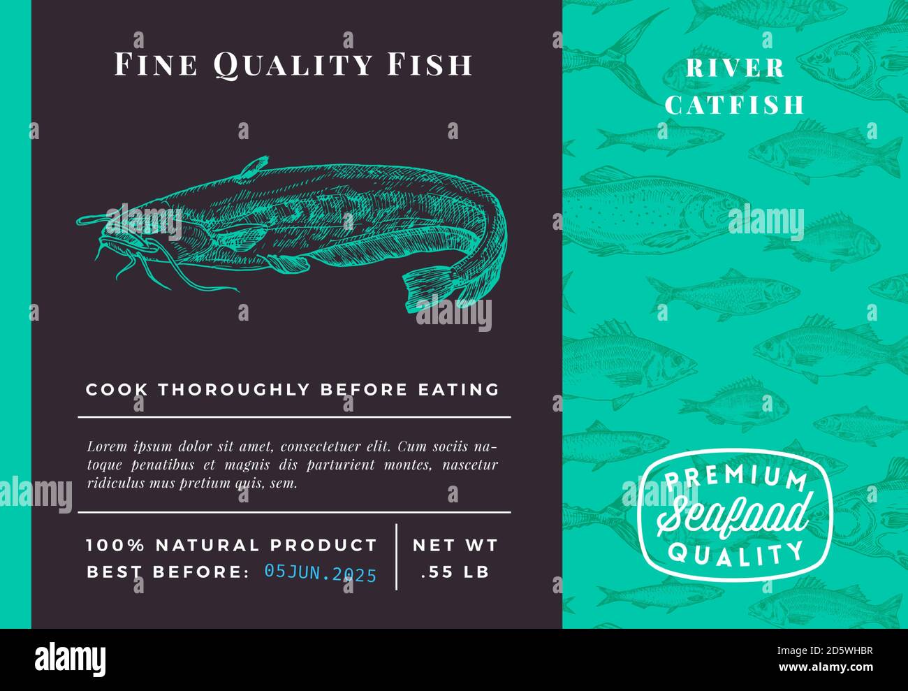 Premium Quality Catfish Abstract Vector Packaging Design or Label ...