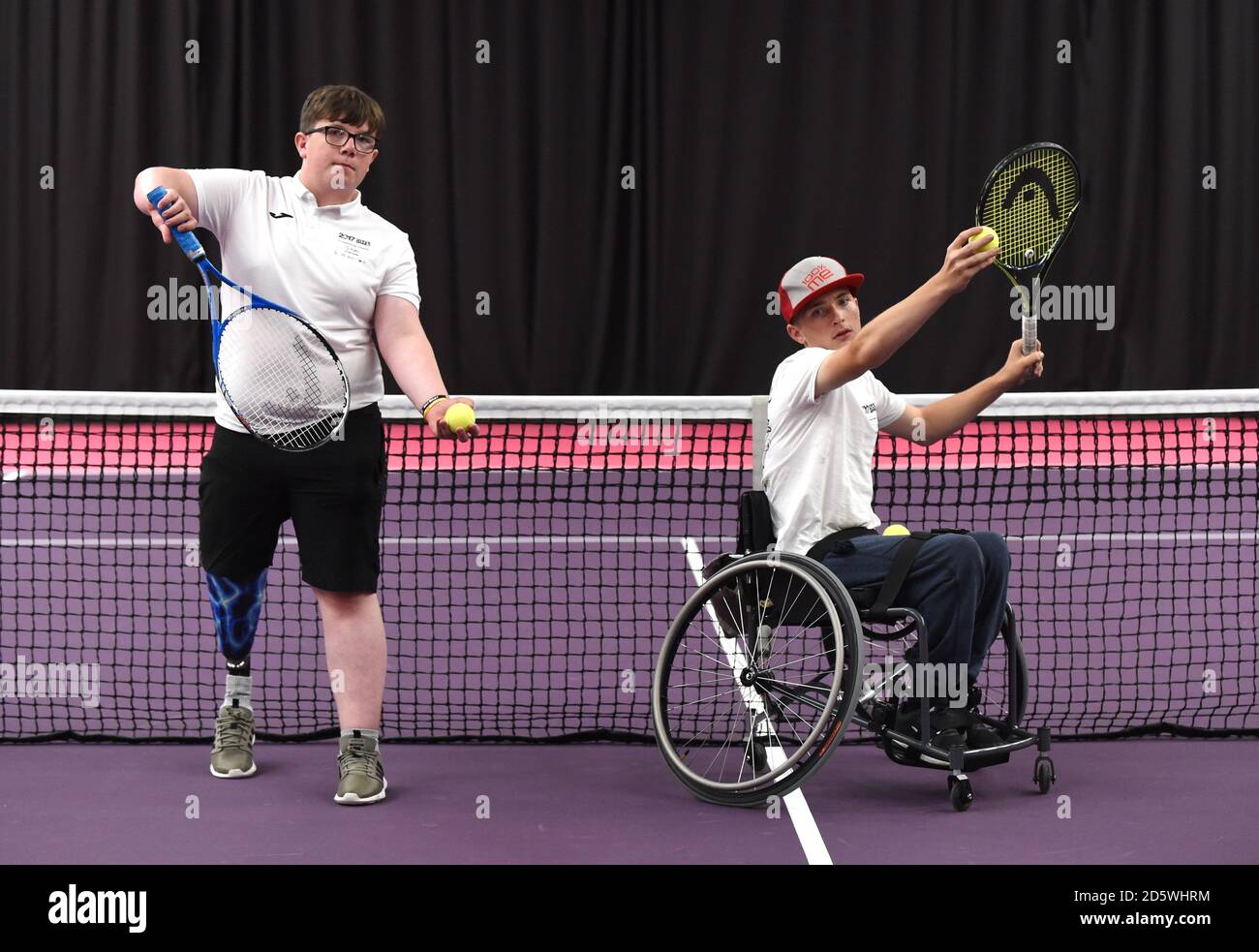 L-R, Diarmuid Murphy and Lewis Evans competes during the Wheelchair ...