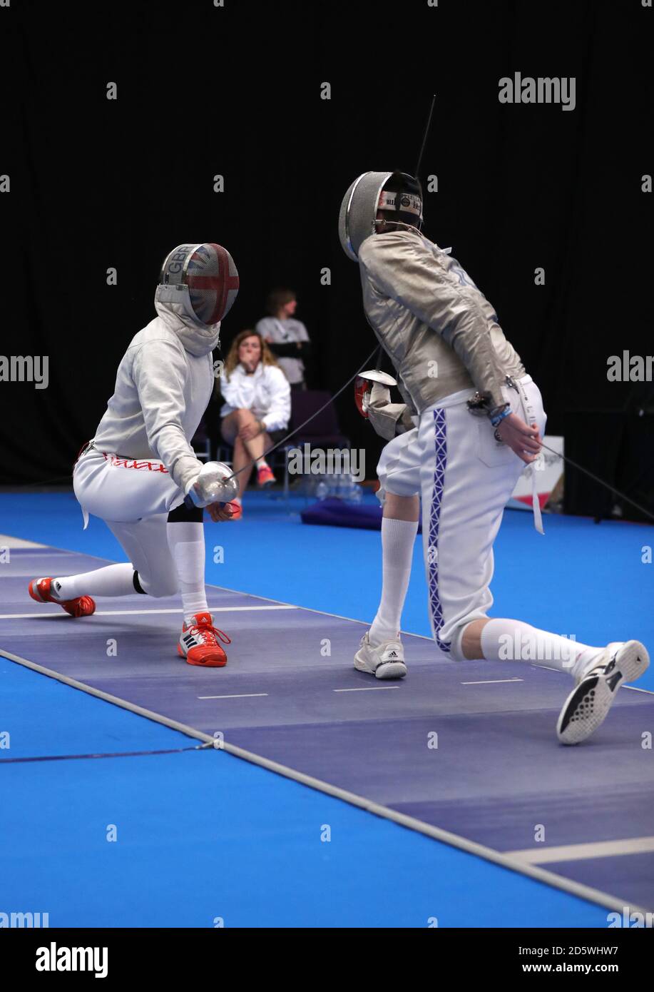 England's James Edwards and Scotland's Sam McLellan compete during the ...