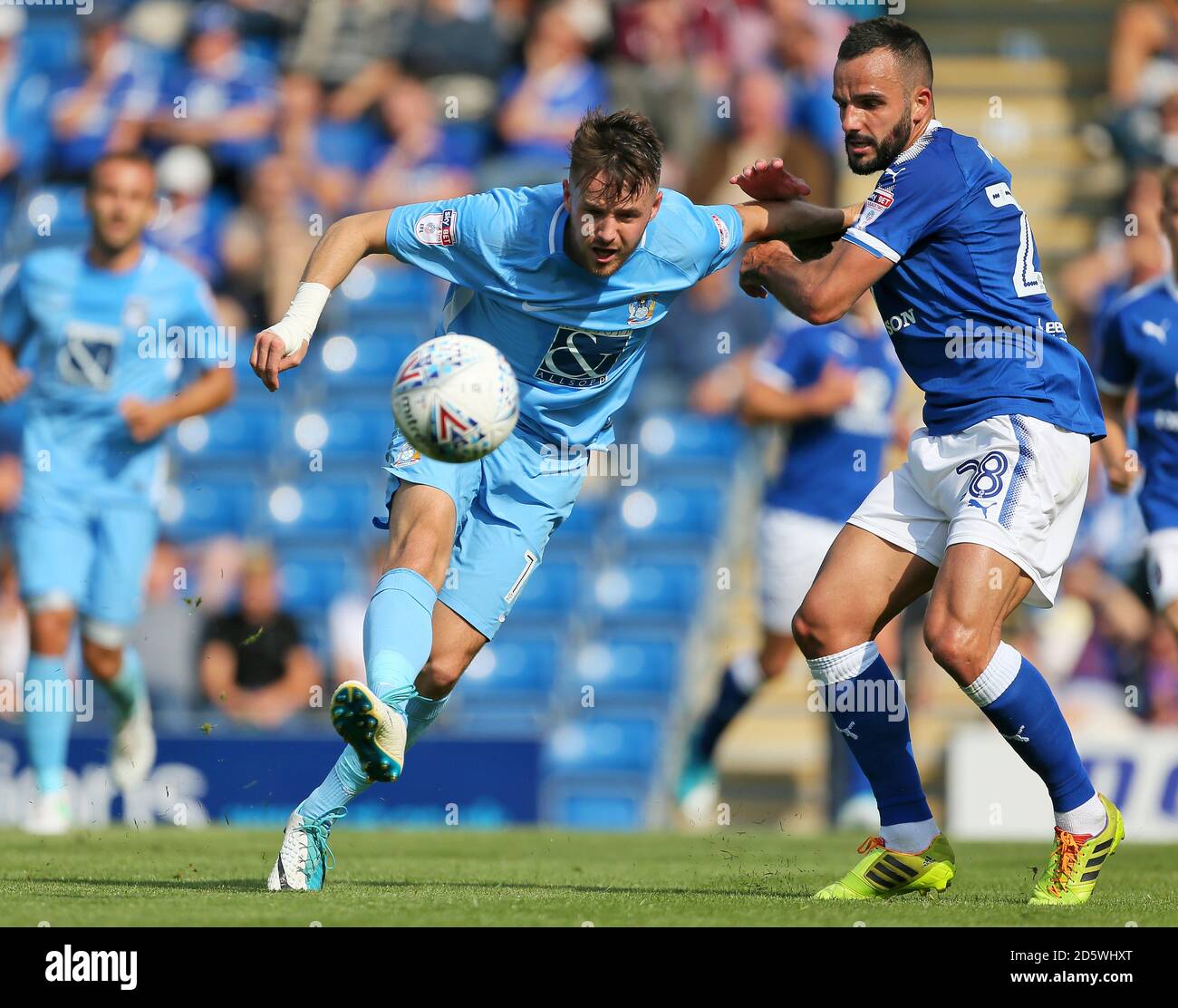 Coventry City's Marc McNulty (left) and Chesterfield's Robbie Weir ...
