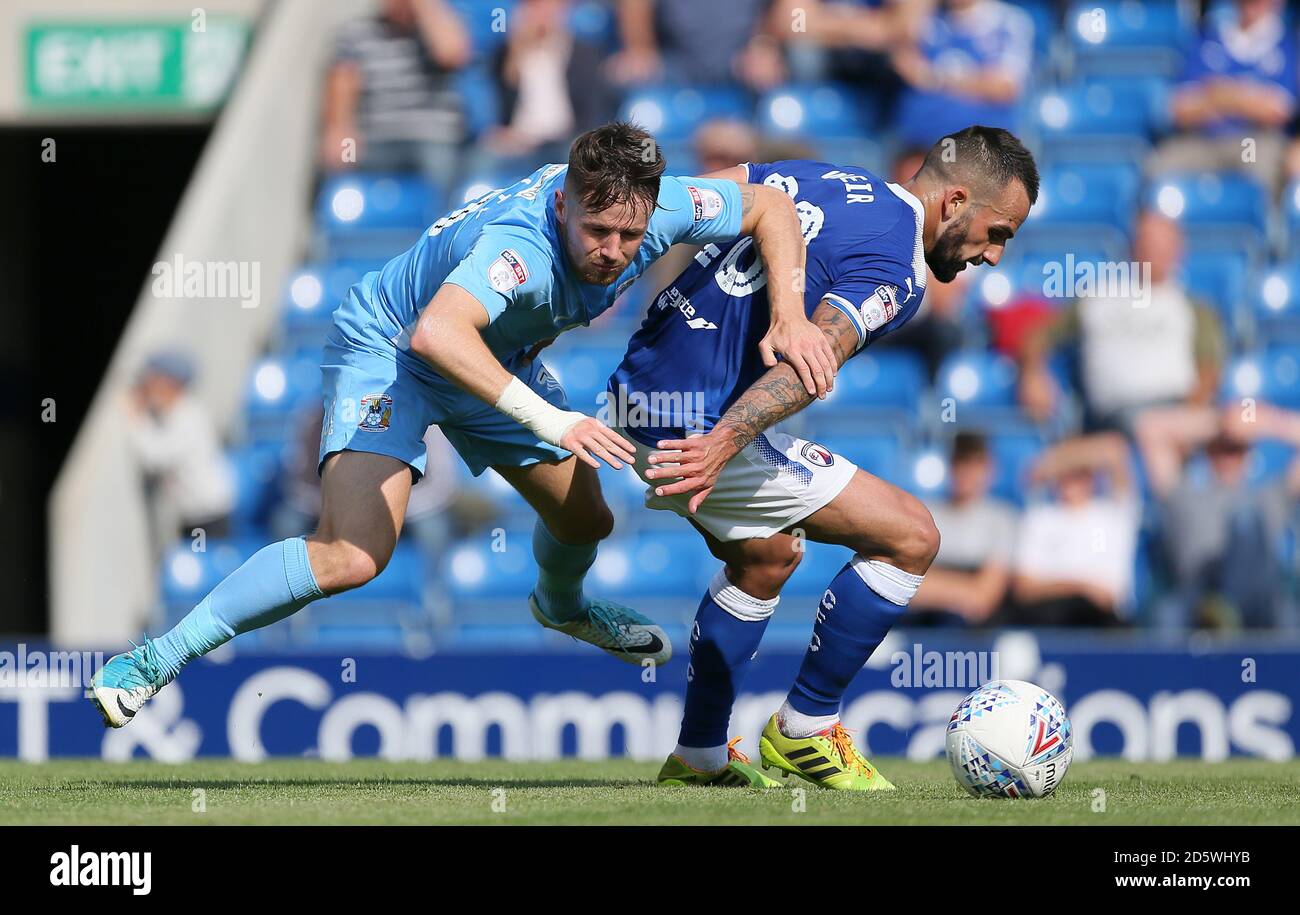 Coventry City's Marc McNulty (left) and Chesterfield's Robbie Weir ...