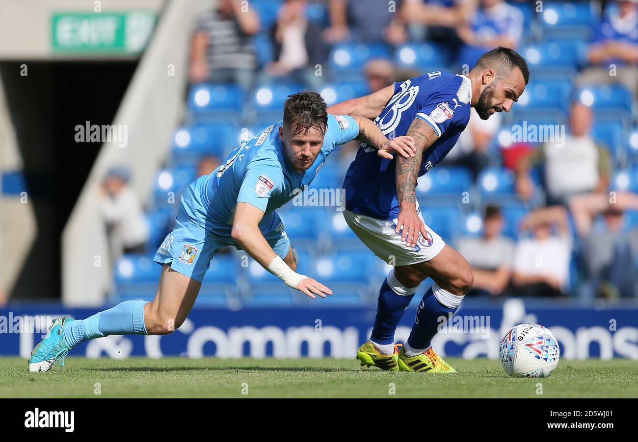 Coventry City's Marc McNulty (left) and Chesterfield's Robbie Weir ...