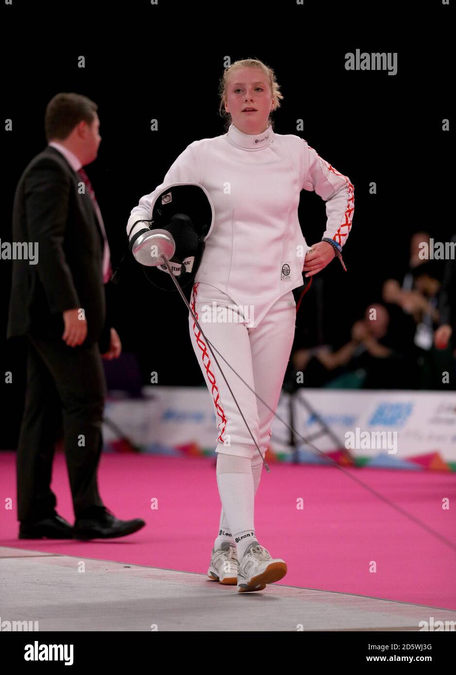 England's Alexandra Powell celebrates winning gold in the Women's Epee ...