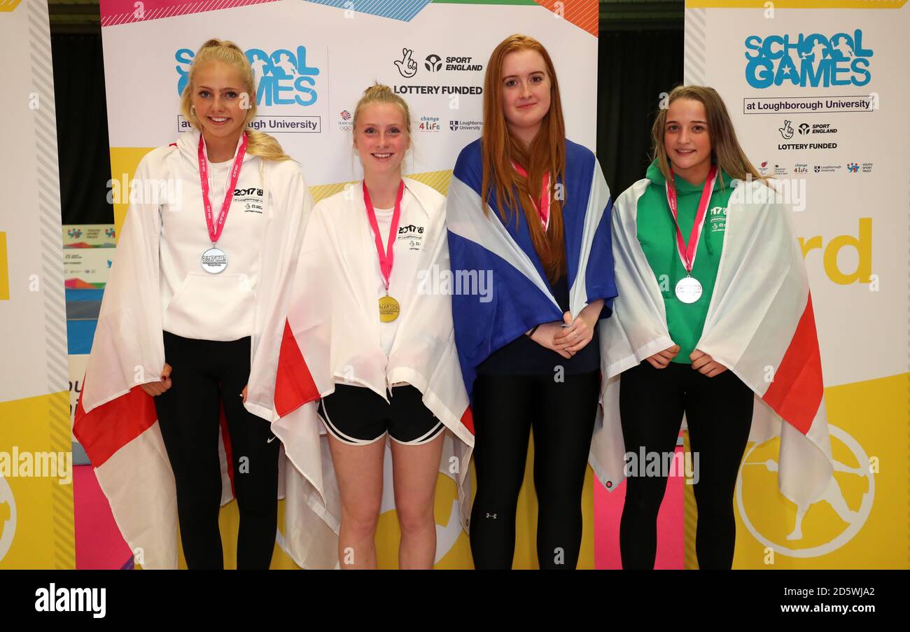 England's Alexandra Powell (gold), England's Laura Sheffield (silver ...