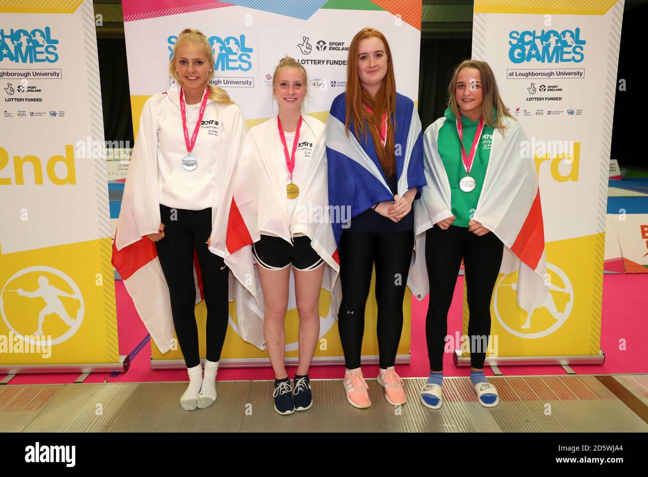 England's Alexandra Powell (gold), England's Laura Sheffield (silver ...