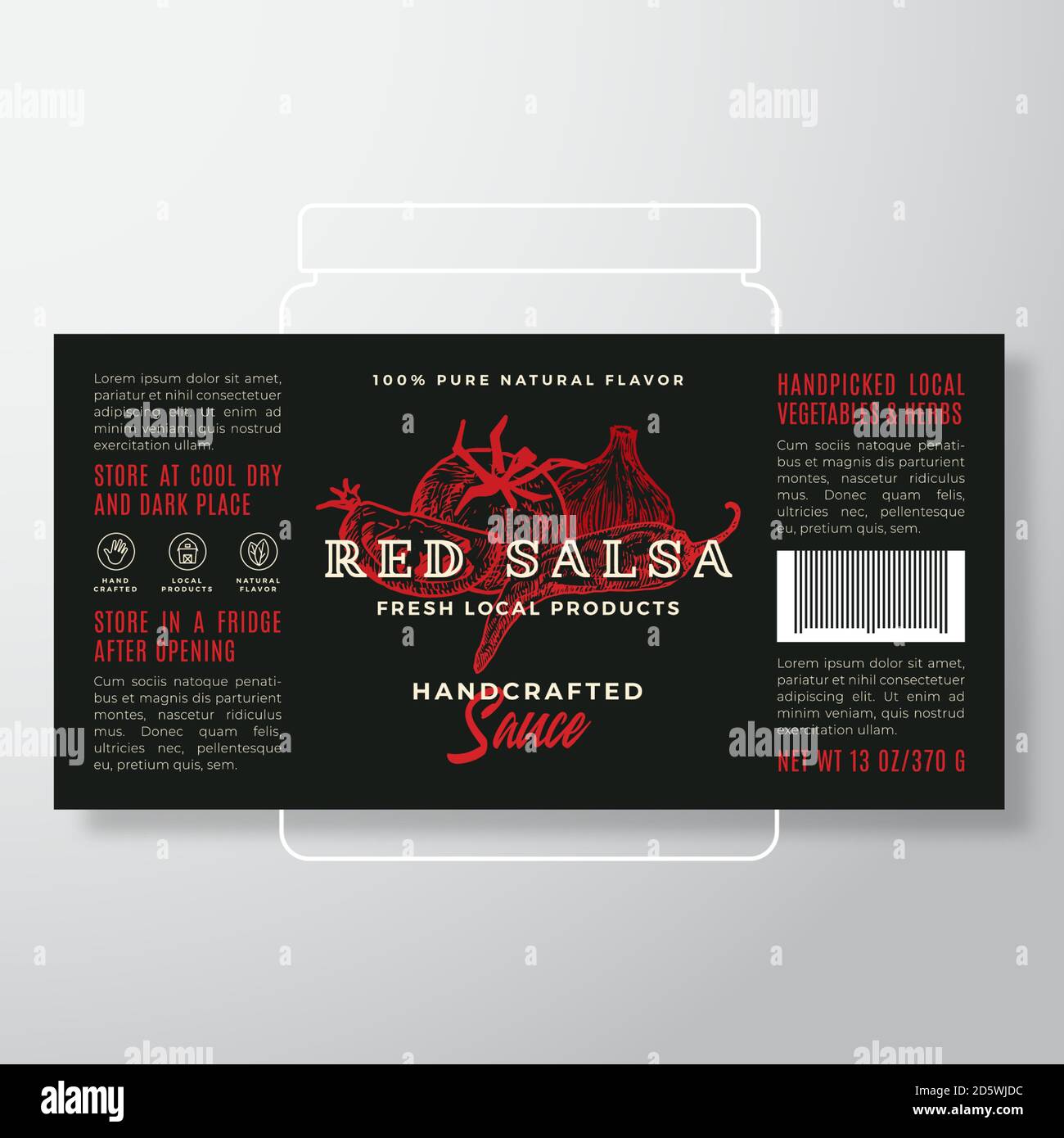 Handcrafted Vegetables Salsa Sauce Label Template. Abstract Vector ...