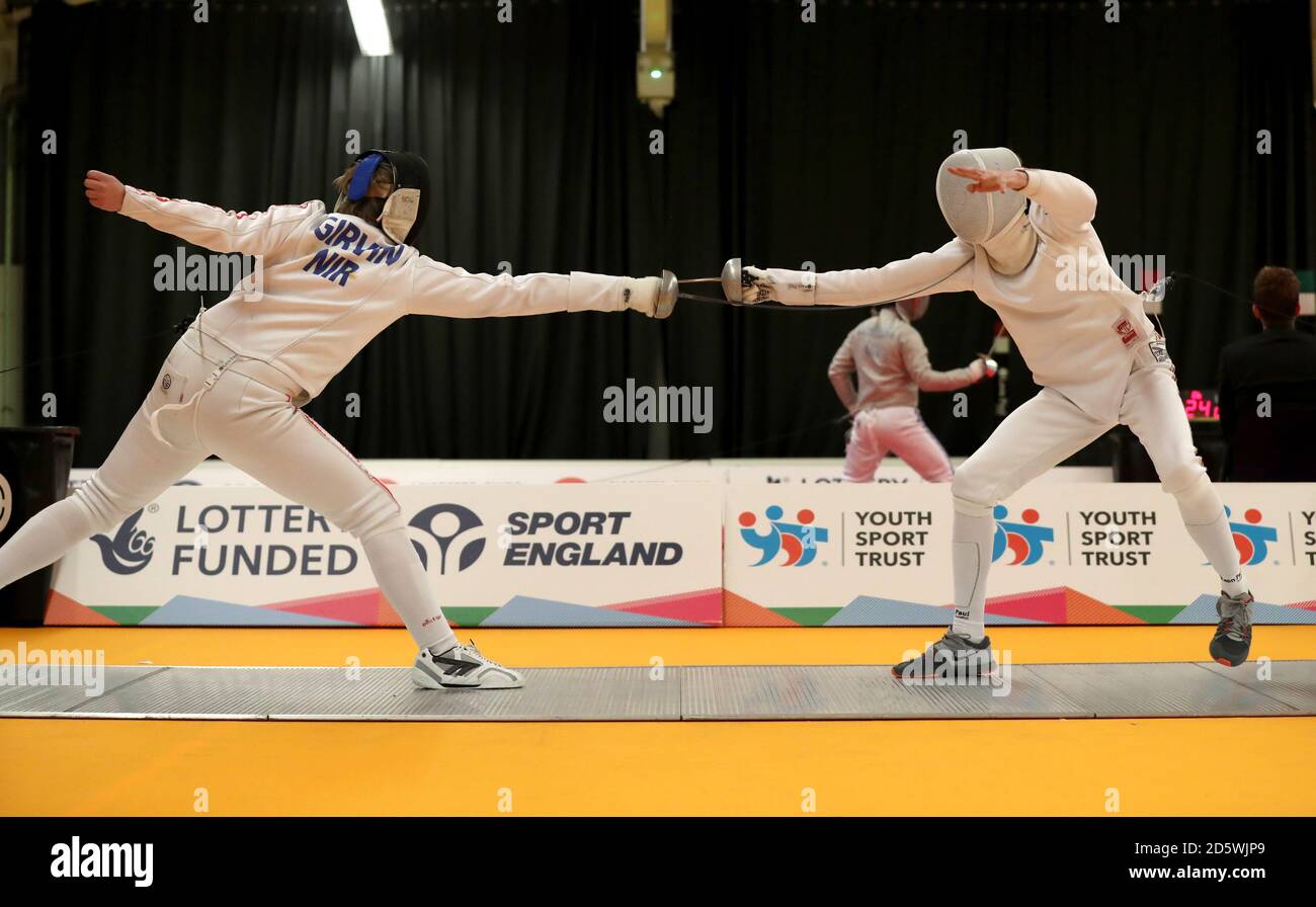 Northern Ireland's William Girvin and Wales' Dylan Ballard compete in ...