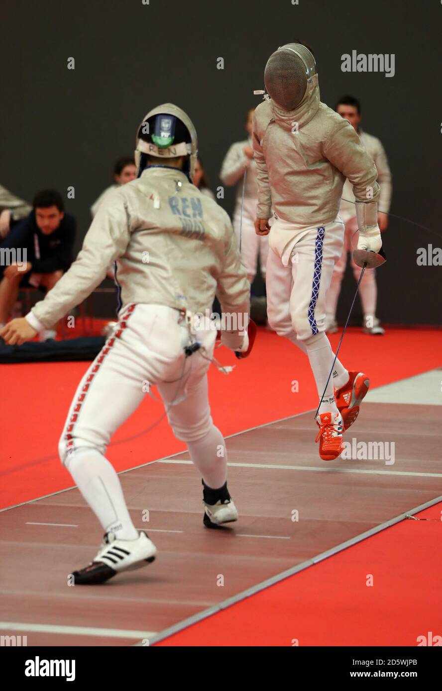 Wales' Ian Ren and Scotland's Ethan Llewellyn compete in the Junior ...